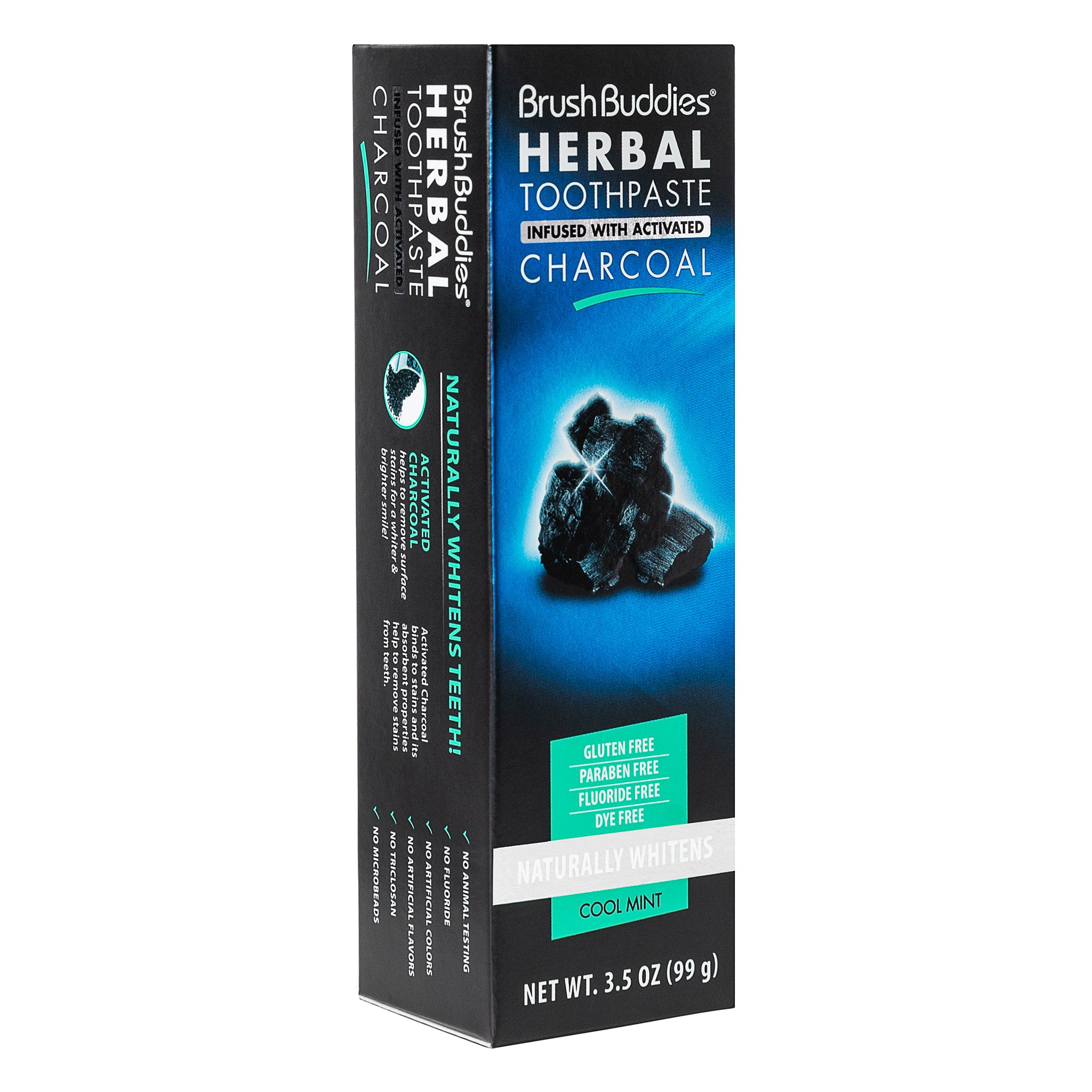 Brush Buddies Herbal Toothpaste with Activated Charcoal, 3.5 OZ