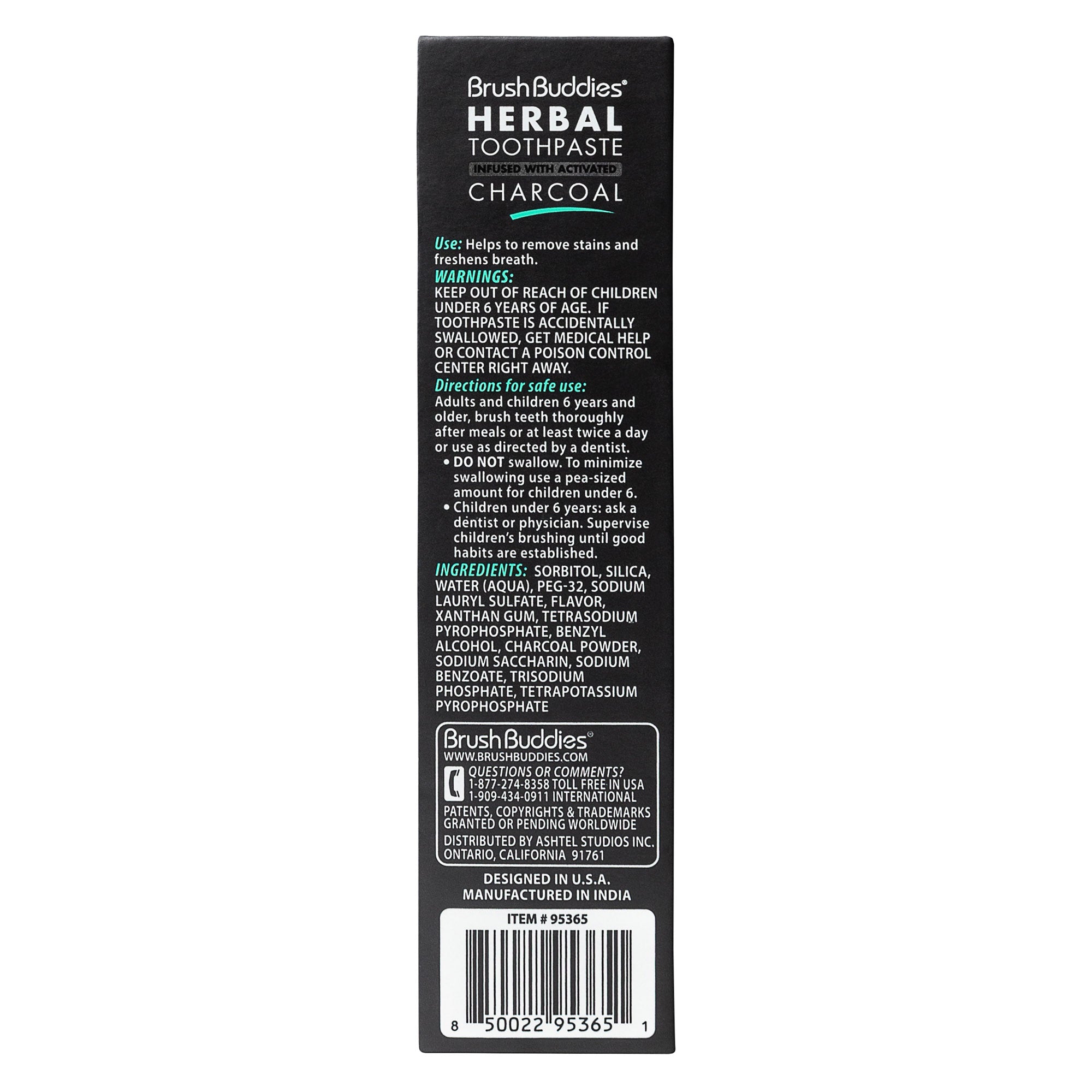 Brush Buddies Herbal Toothpaste with Activated Charcoal, 3.5 OZ
