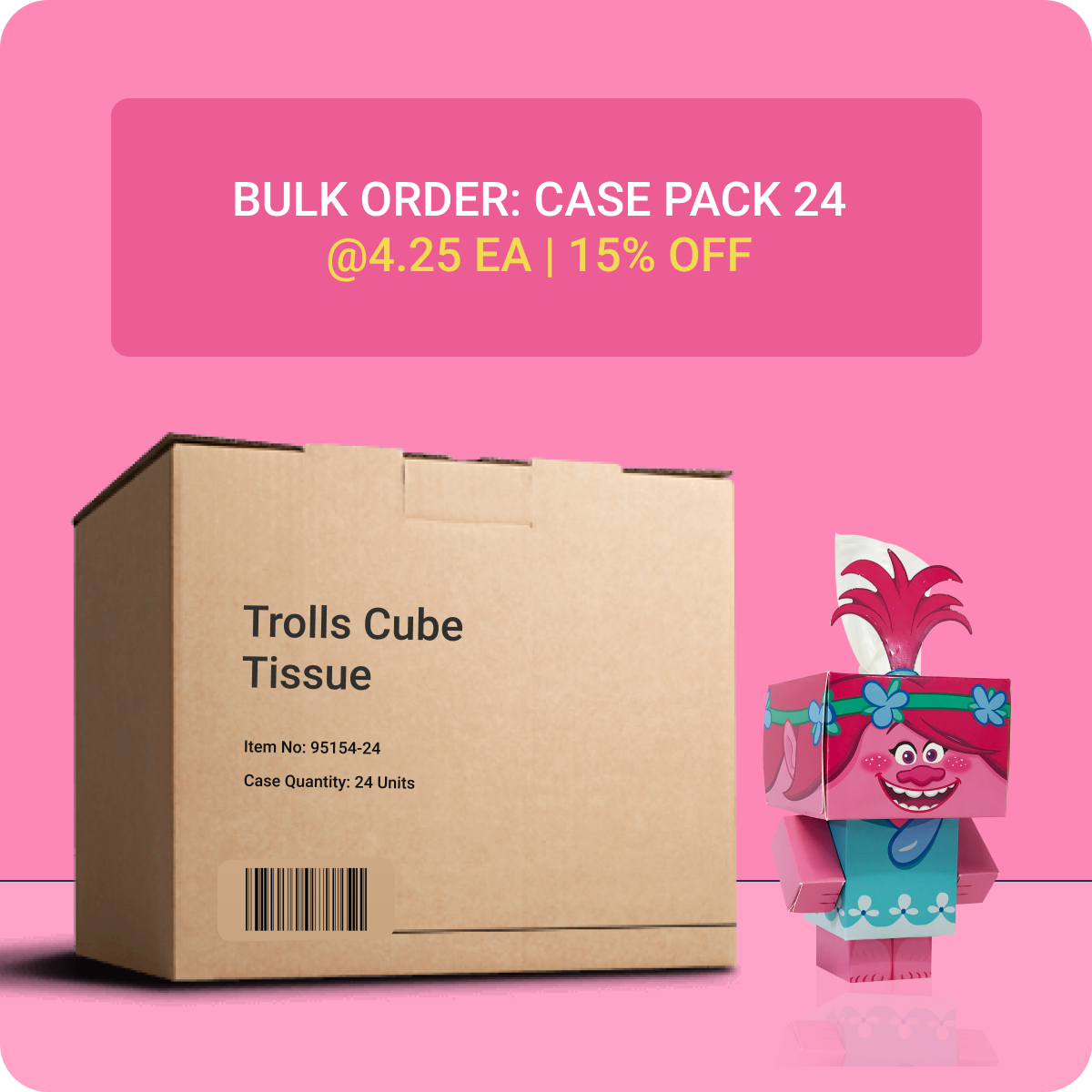 Trolls Cube Tissue Box (24 Pack) – Brush Buddies